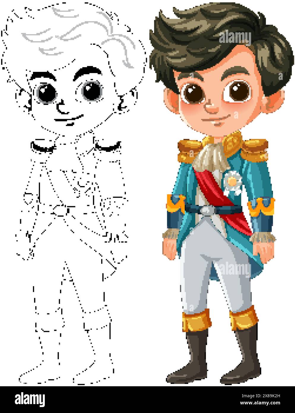 Vector illustration of a prince, colored and outline Stock Vector Image ...