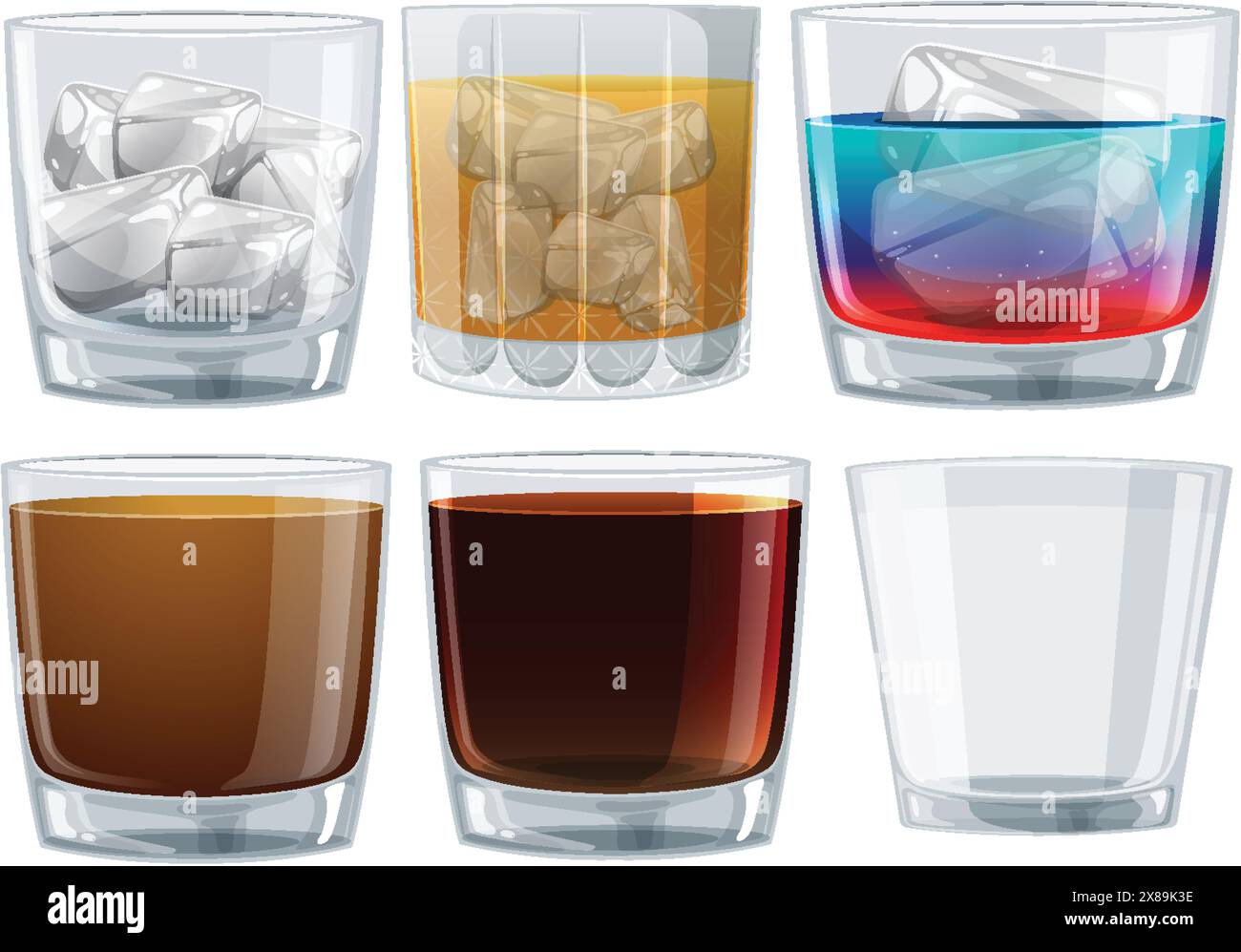 Assorted Beverages In Clear Glasses Vector Art Stock Vector Image And Art Alamy