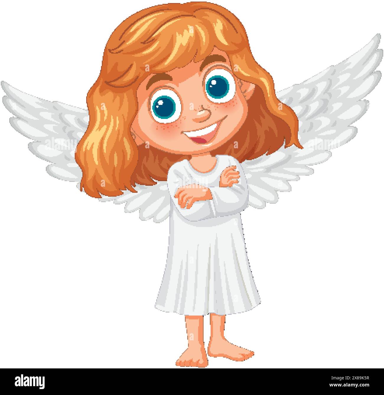 Vector illustration of a smiling young angel Stock Vector Image & Art ...