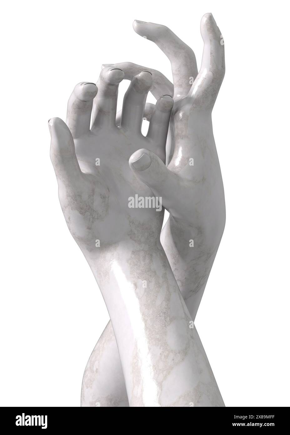 High detail 3D render of the white marble female hands sculpture ...