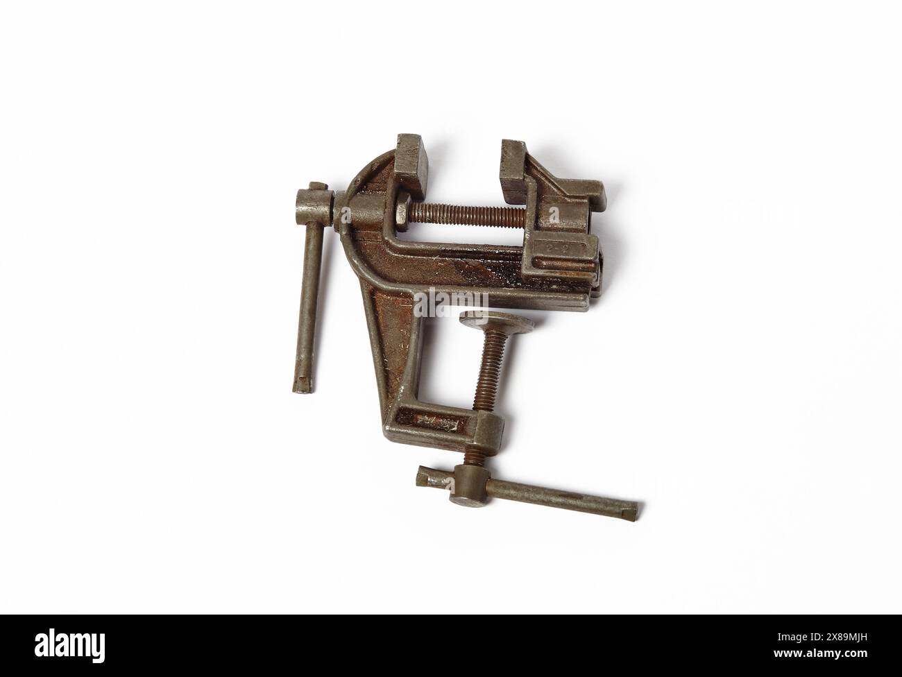 Mechanical hand vise clamp, isolated on white background. Manual ...