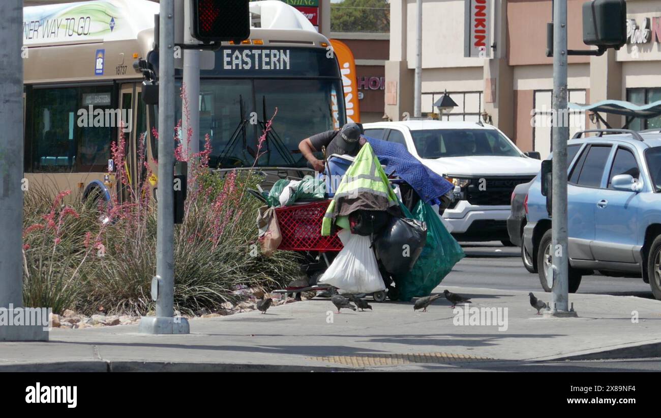 Las Vegas, Nevada, USA 14th May 2024 Homeless Man on Street on May 14 ...