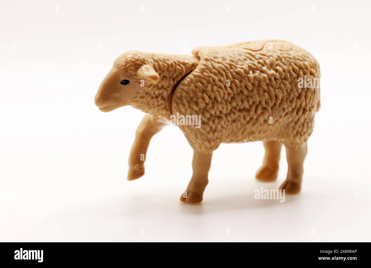 a plastic toy sheep on a white background Stock Photo - Alamy