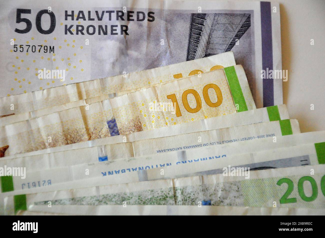 Copenhagen/ Denmark/24 MAY 2024/Danish kroner notes or bills in danish ...