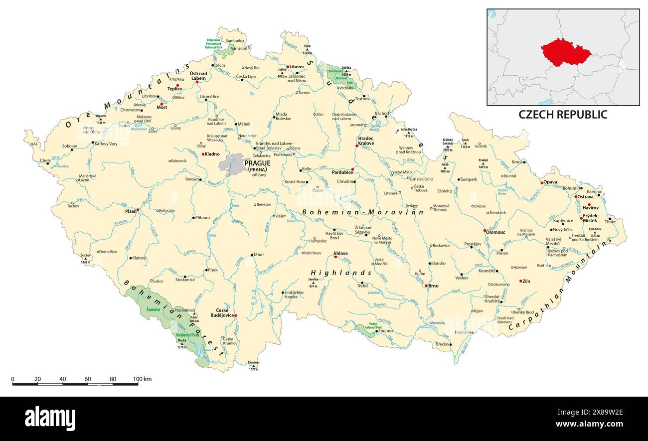 Detailed physical map of Czech Republic with labeling Stock Photo - Alamy Detailed physical map of Czech Republic with labeling Stock Photo - Alamy