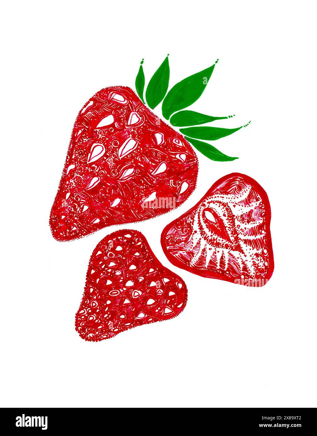 Stylized illustration. Set of strawberries. Different sizes. Isolated ...
