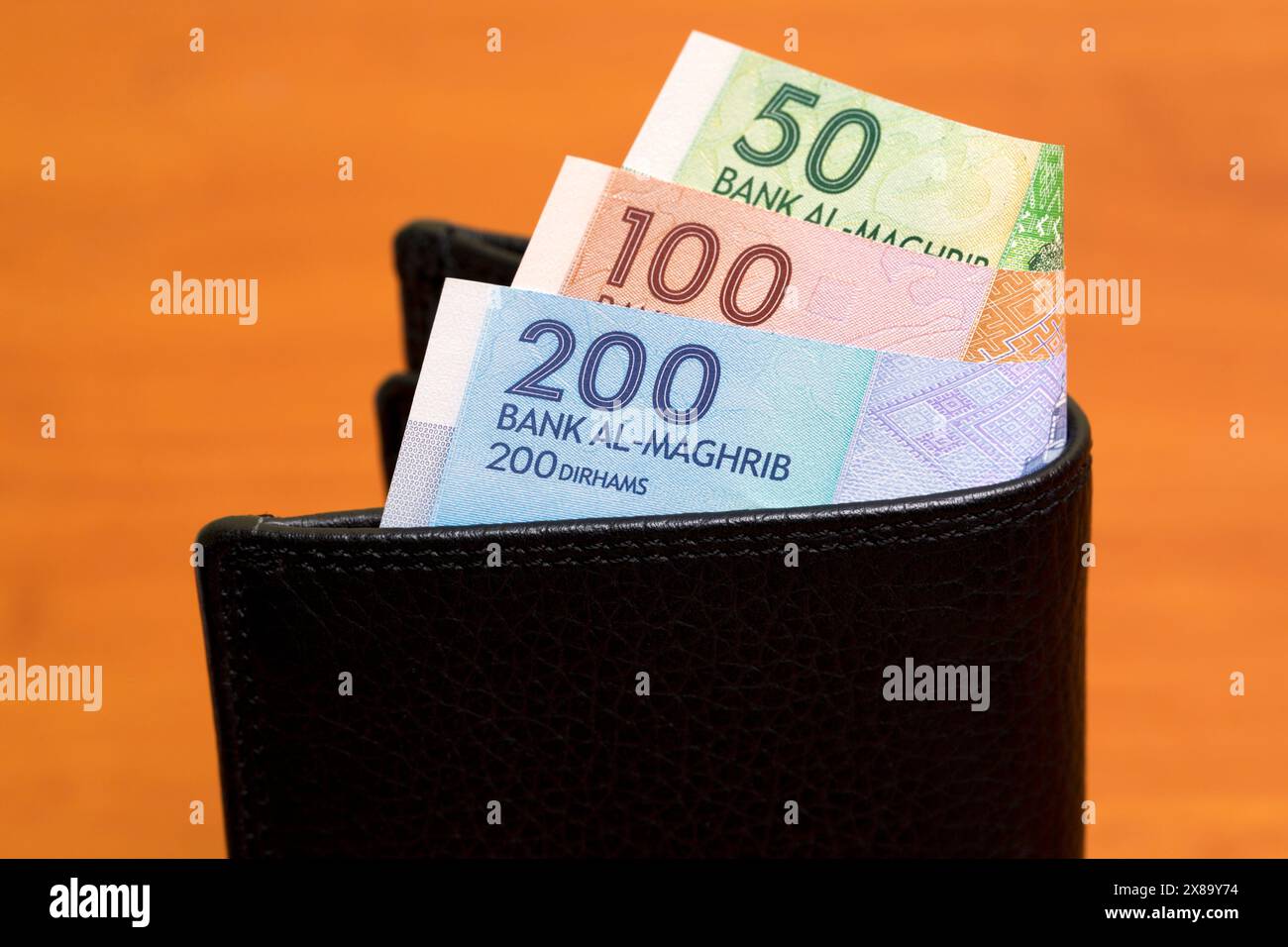 Moroccan money - dirham in the black wallet Stock Photo - Alamy