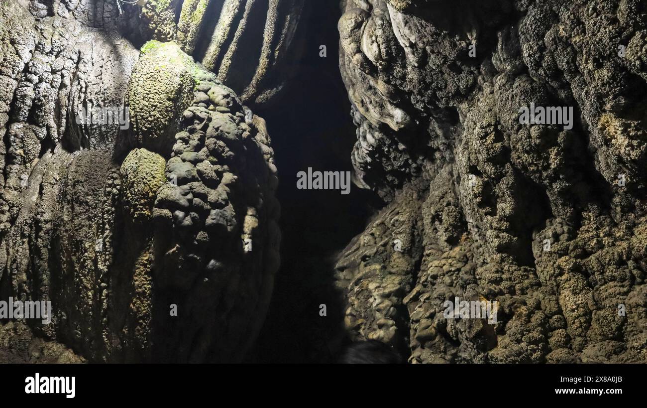 Mawsmai Caves, formed by the erosion of limestone and unrelenting flow ...