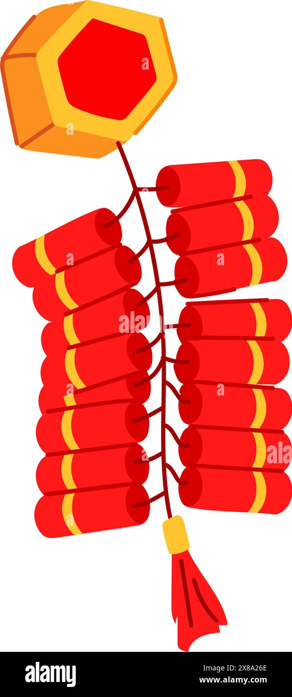 lantern chinese firecracker cartoon vector illustration Stock Vector ...