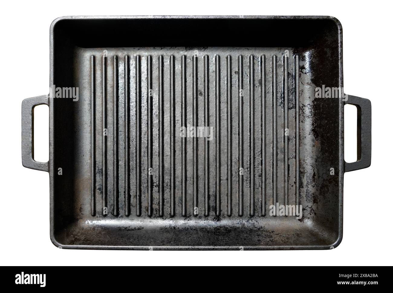 Empty black cast heavy iron grill pan modern kitchen equipment ...