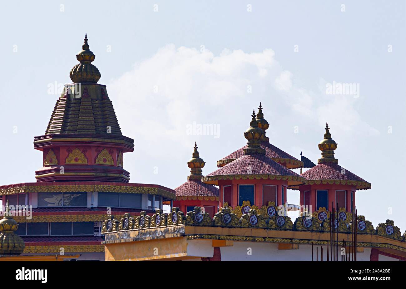 View of Thakurbari Temple Domes, Gangtok, Sikkim, India. One of the oldest Hindu temples in ...