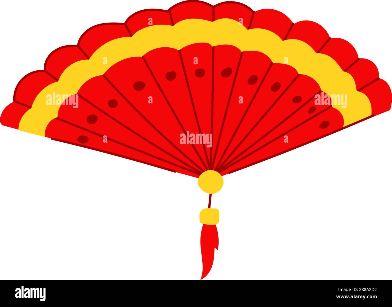 red chinese fan cartoon vector illustration Stock Vector Image & Art ...