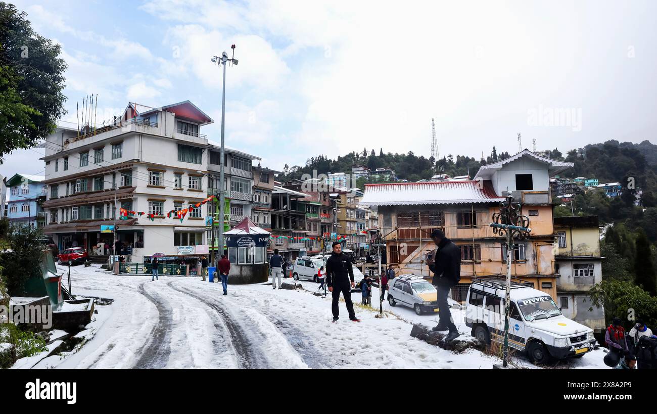 INDIA, SIKKIM, December 2023, Tourist, at View of Ravangla town in ...