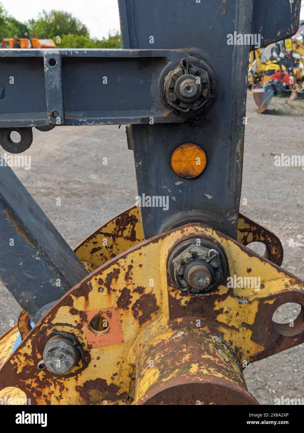 Yellow bulldozer arm, hydraulics tube Stock Photo - Alamy