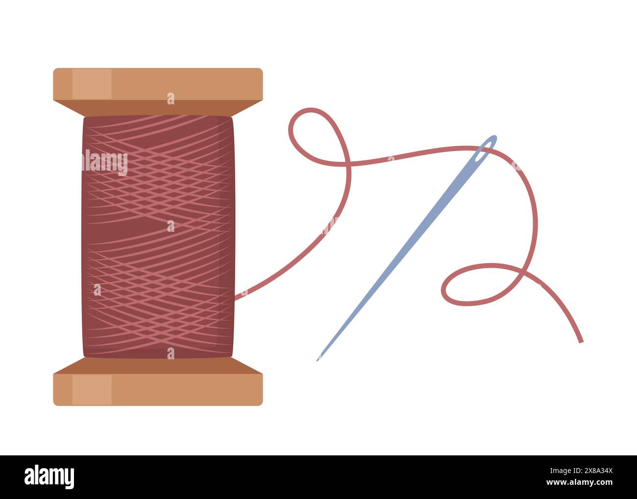 Sewing needle with red thread. Accessory for tailoring. Vector Stock ...