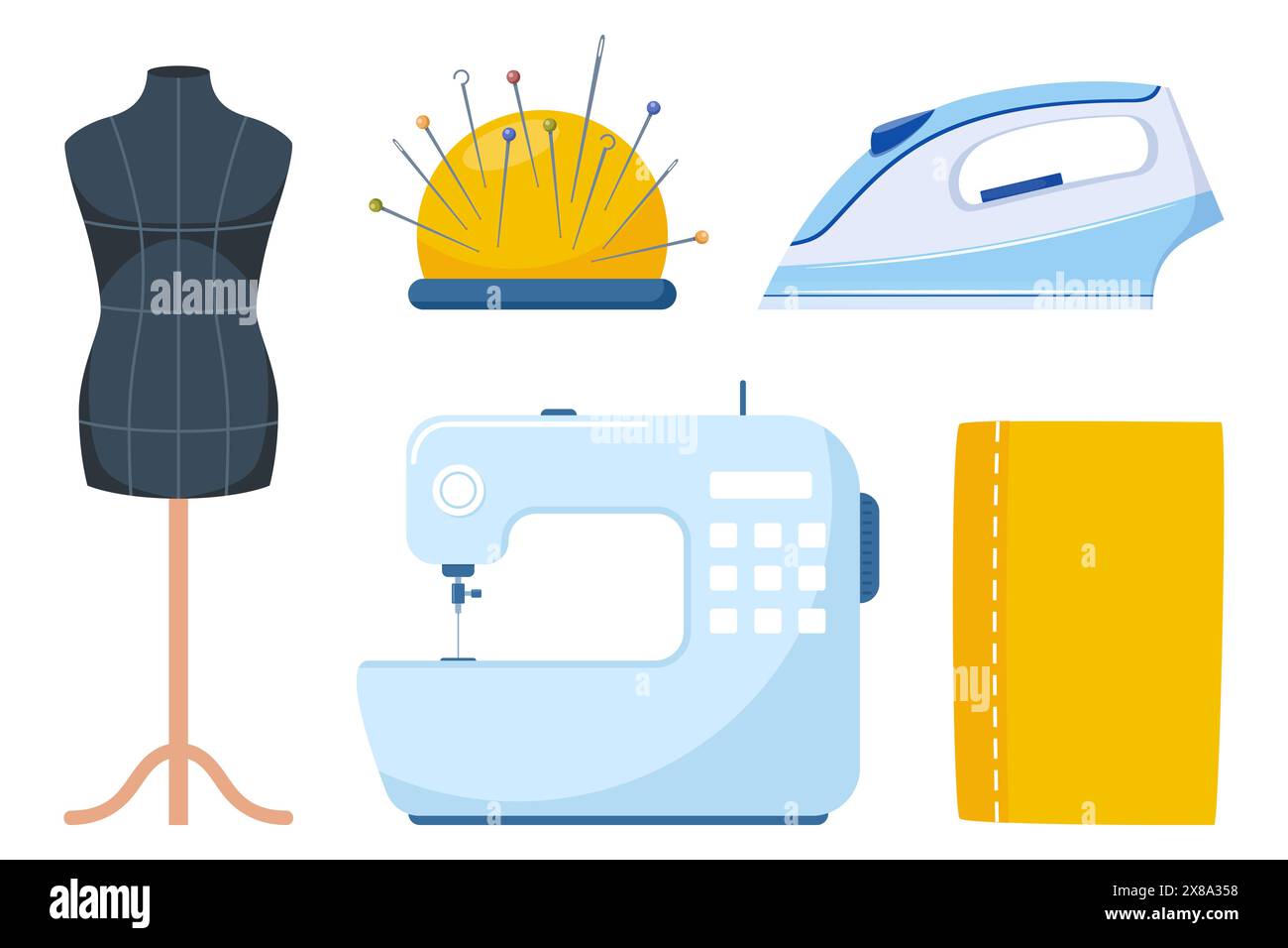 Tailors accessories, supplies and equipment to sew cloth. Dressmaking ...