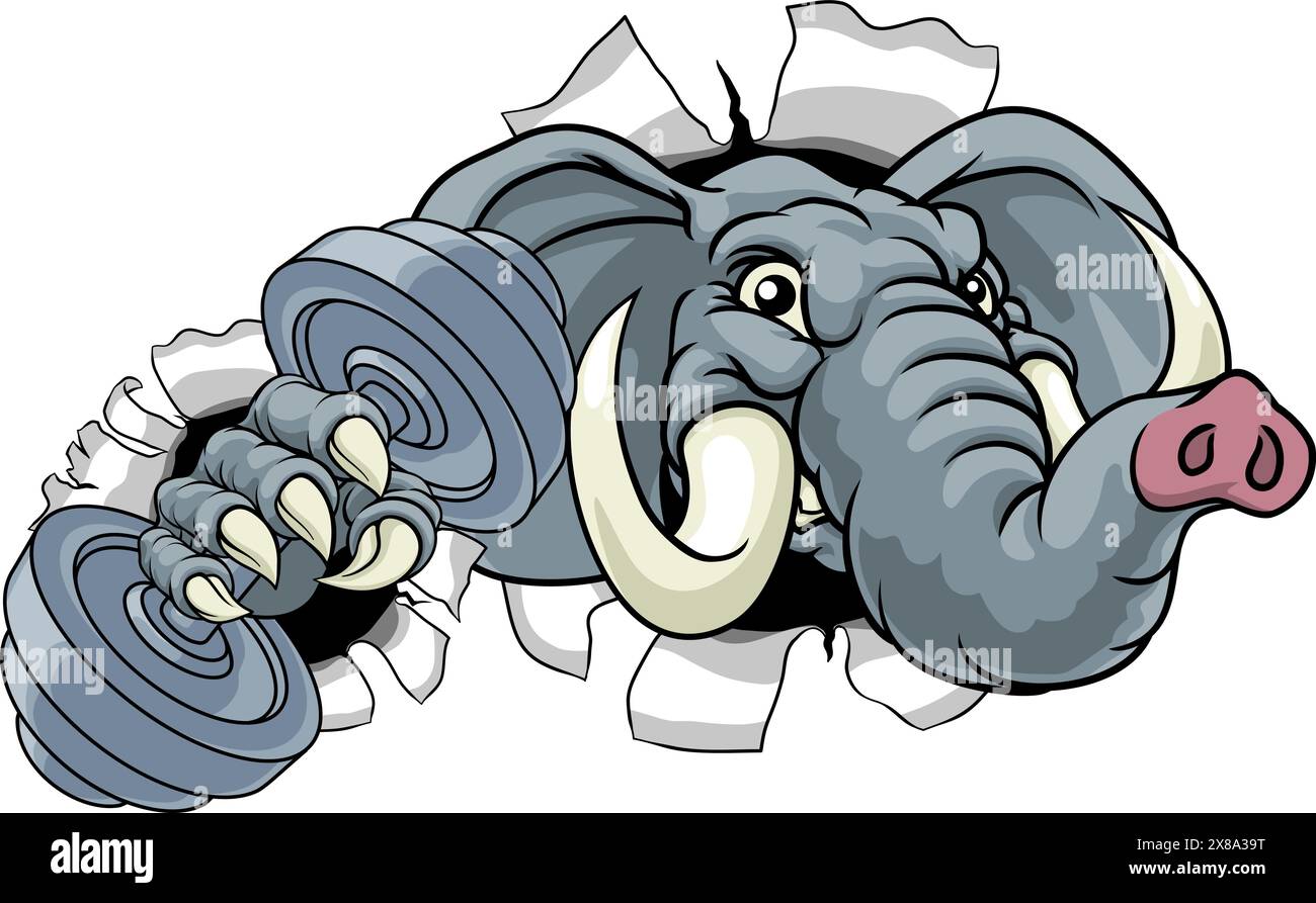 Elephant Weight Lifting Dumbbell Gym Mascot Stock Vector Image & Art ...