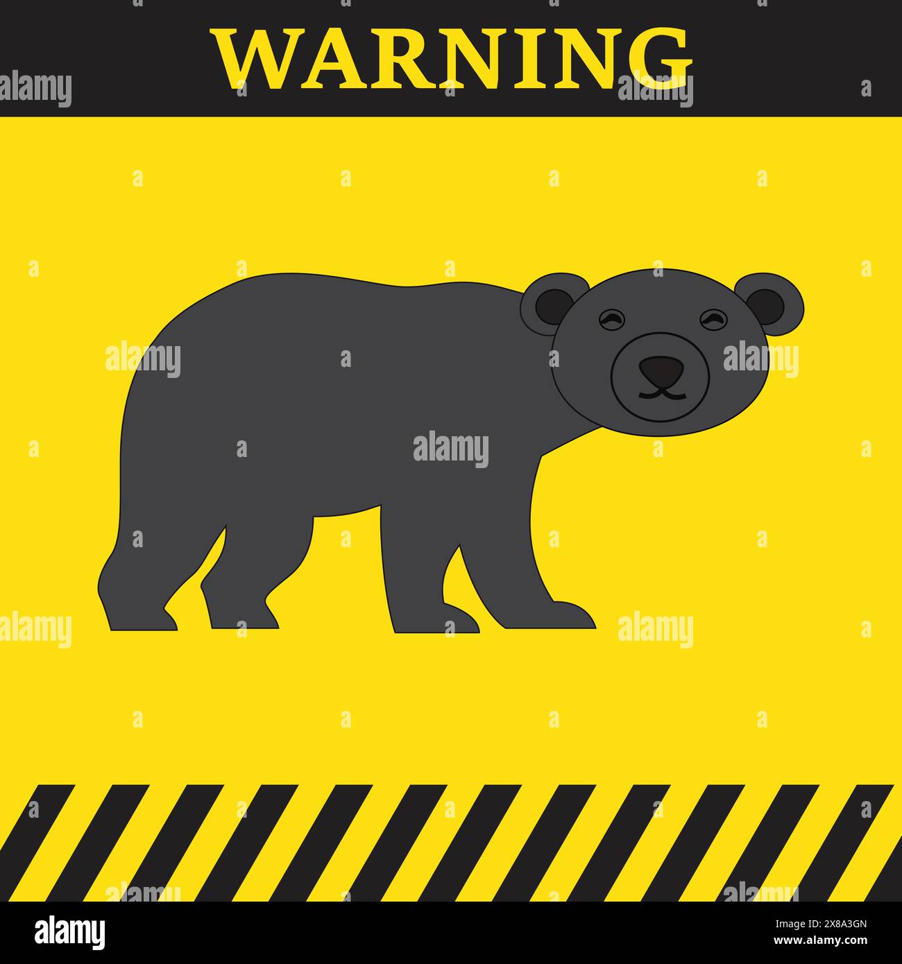Warning symbol on yellow background with the silhouette of a bear Stock ...