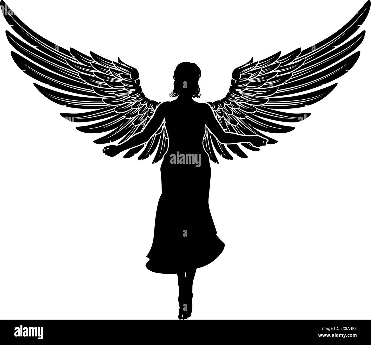 Angel Woman With Wings Silhouette Stock Vector Image & Art - Alamy