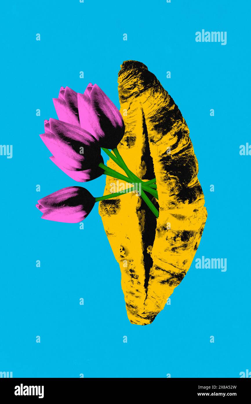 Contemporary art collage. Surreal artwork in vibrant trendy colors ...