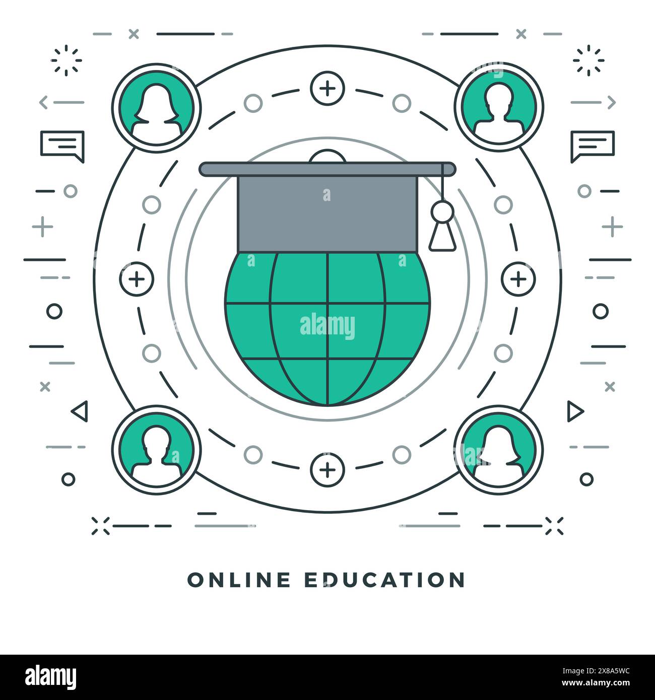 Flat line Vector illustration. Modern thin linear stroke icons. Website ...