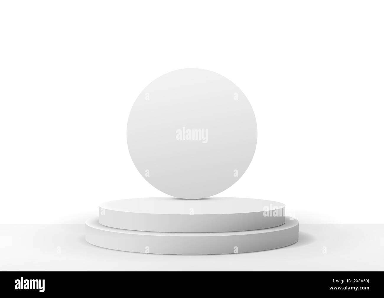 3D White Pedestal with Round Platform on White Background, Minimalistic ...