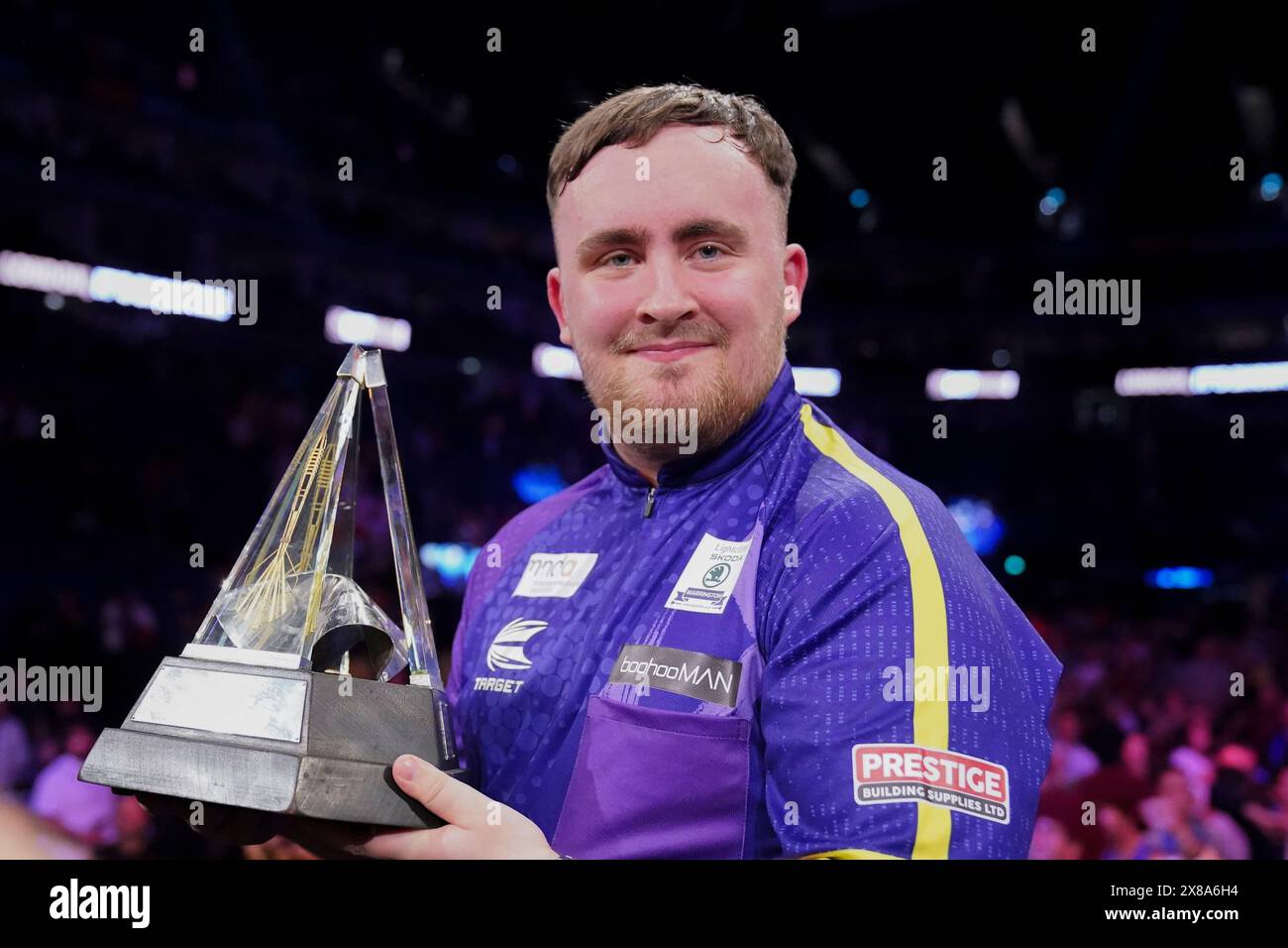 London, UK. 23rd May, 2024. Luke Littler with the trophy during the ...