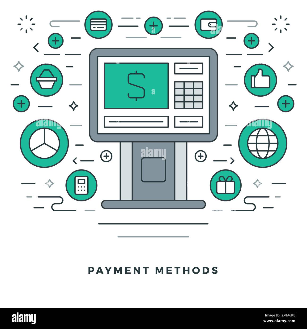 Flat line Vector illustration. Modern thin linear stroke icons. Website ...