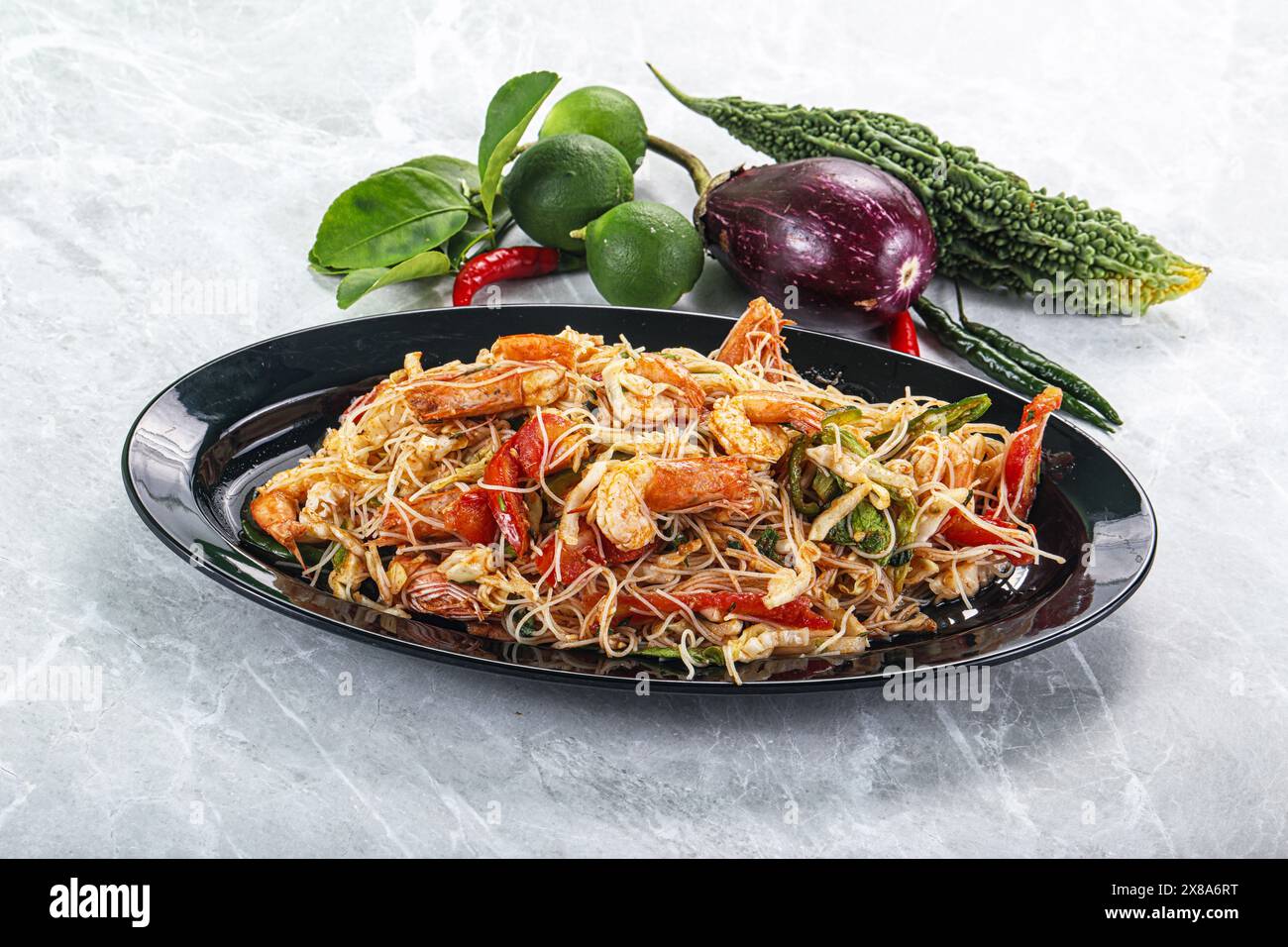 Thai Spicy Vermicelli Salad with Prawns - YAM WOON SEN KOON Stock Photo ...