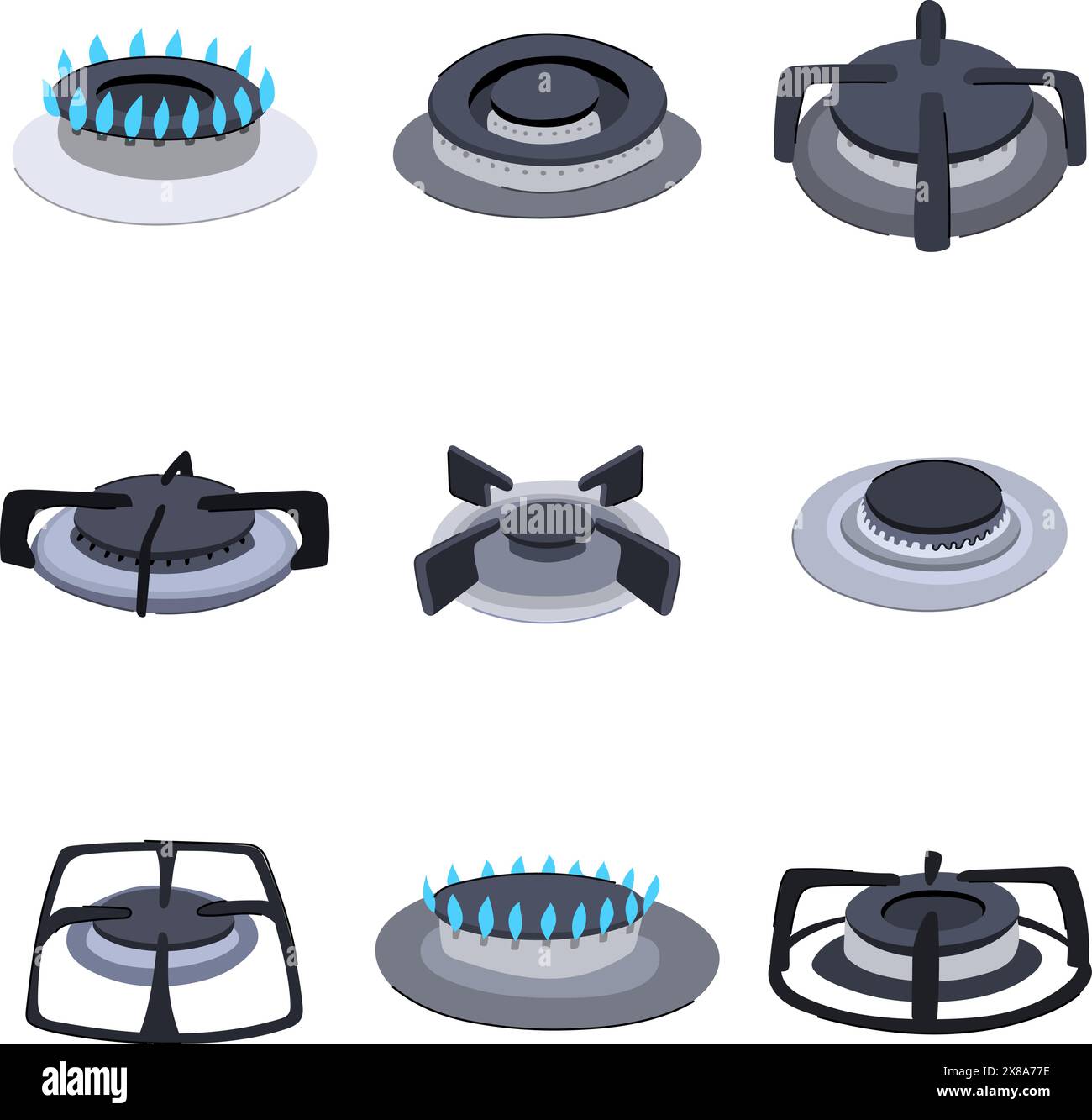 stove burner set cartoon vector illustration Stock Vector Image & Art ...