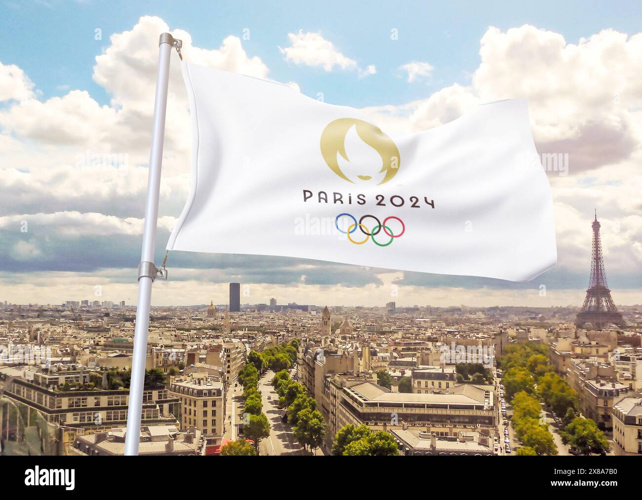 Top view of flag of french olympics games 2024 with grunge texture. no ...