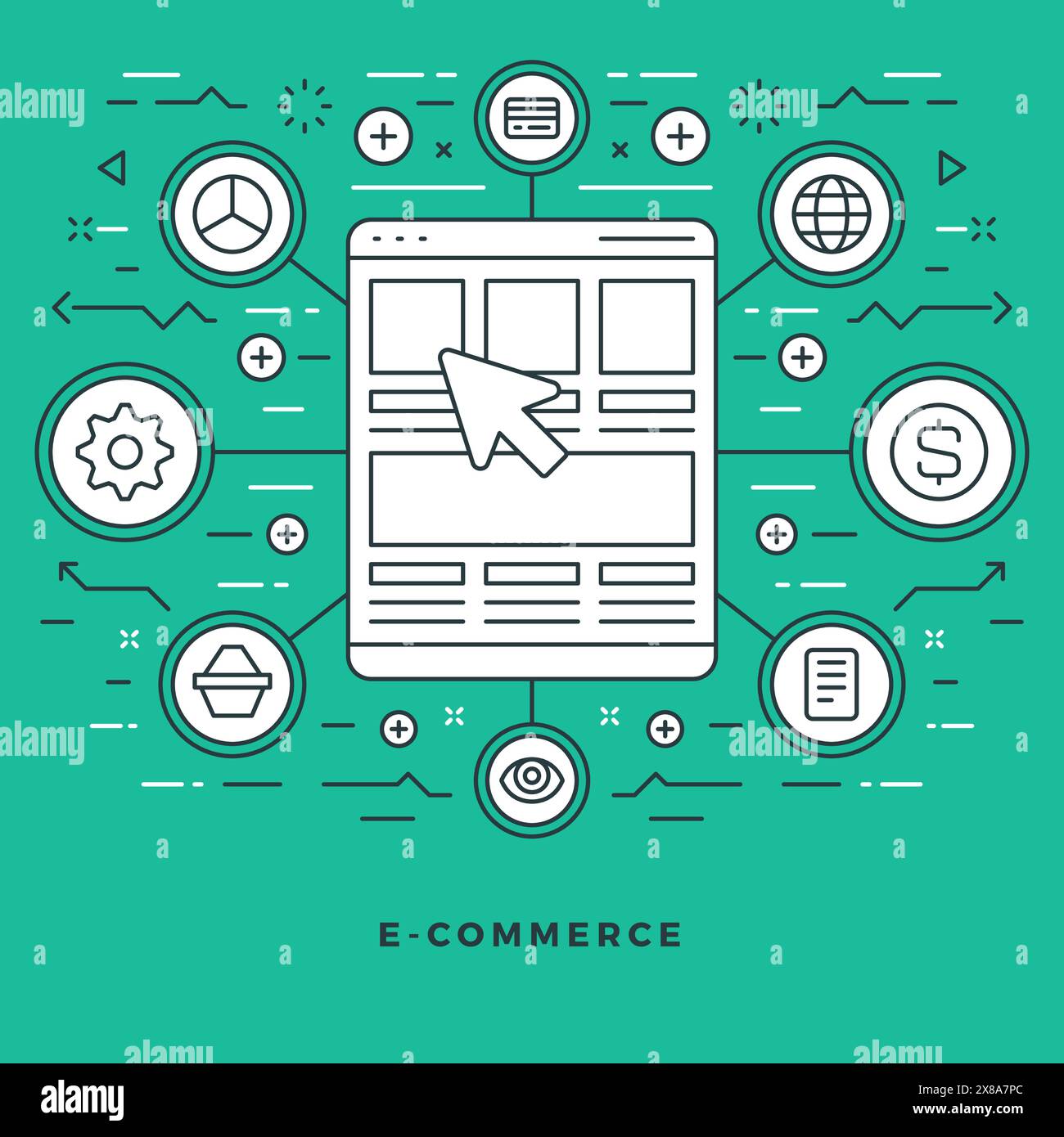 Flat line Vector illustration. Modern thin linear stroke icons. Website ...