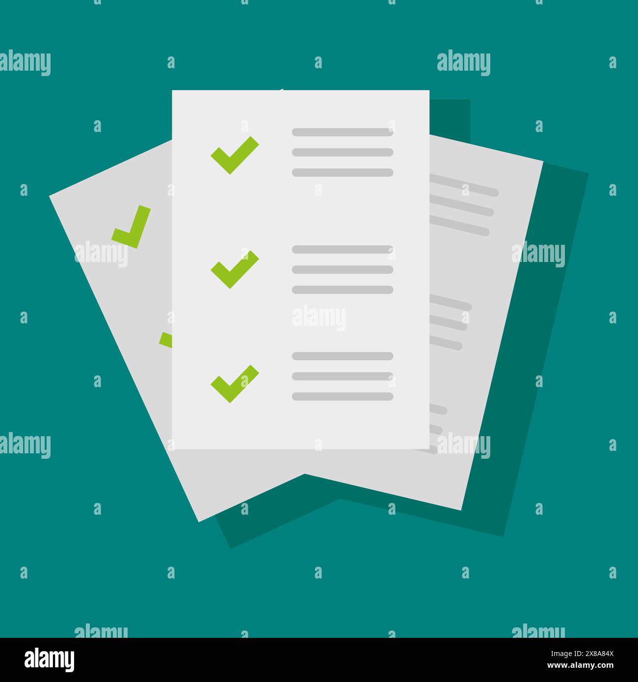 Checklist documents vector icon. Flat design verified tasks list. Completed items illustration ...