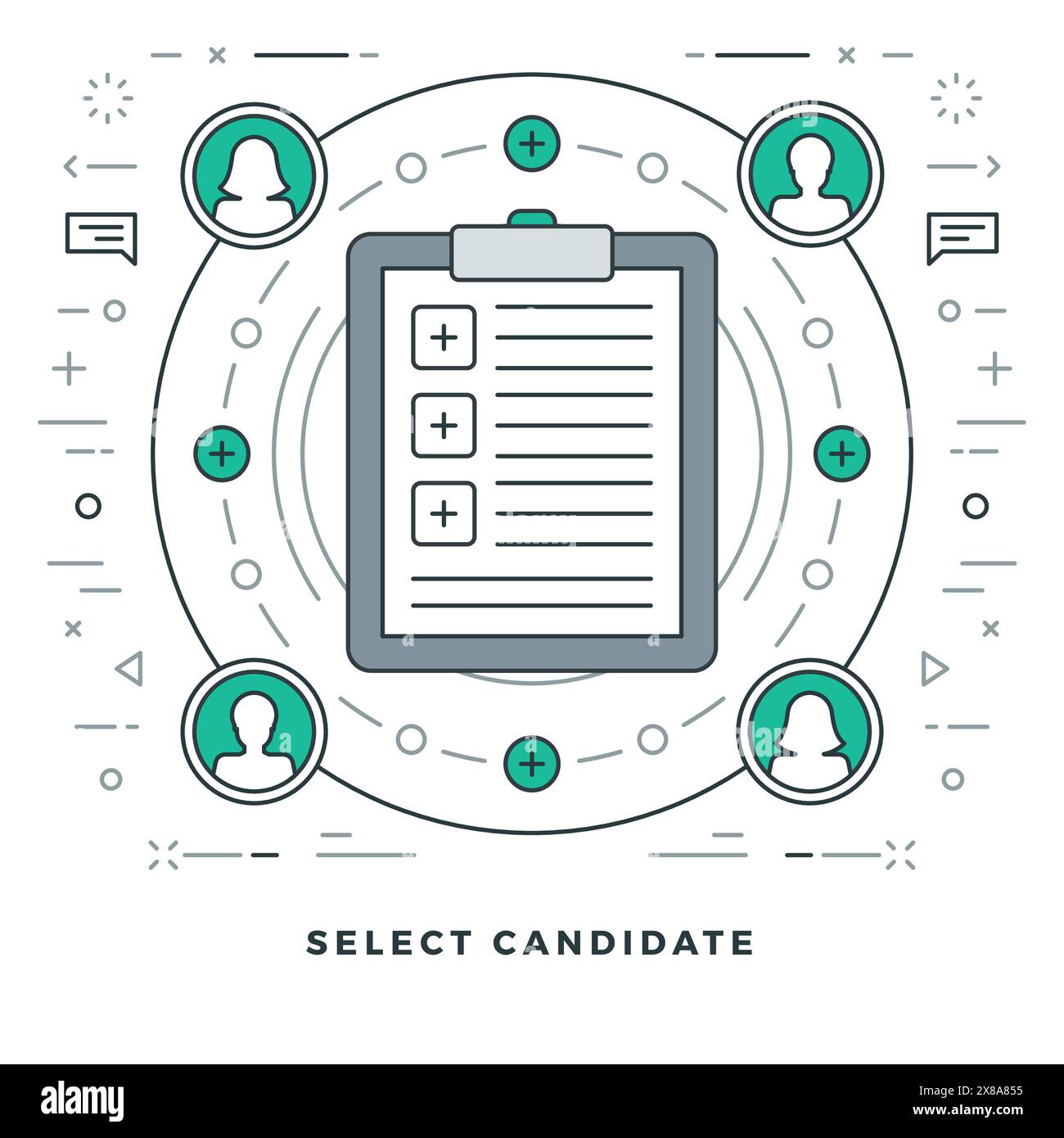 Flat line Select Candidate or Employee Search Vector illustration ...