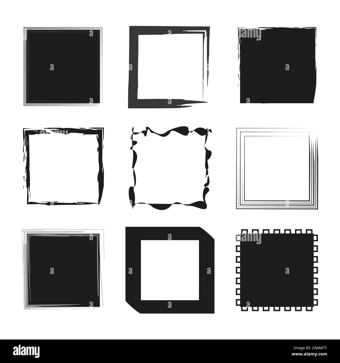 Assorted frames set. Abstract square borders. Vector graphic elements ...