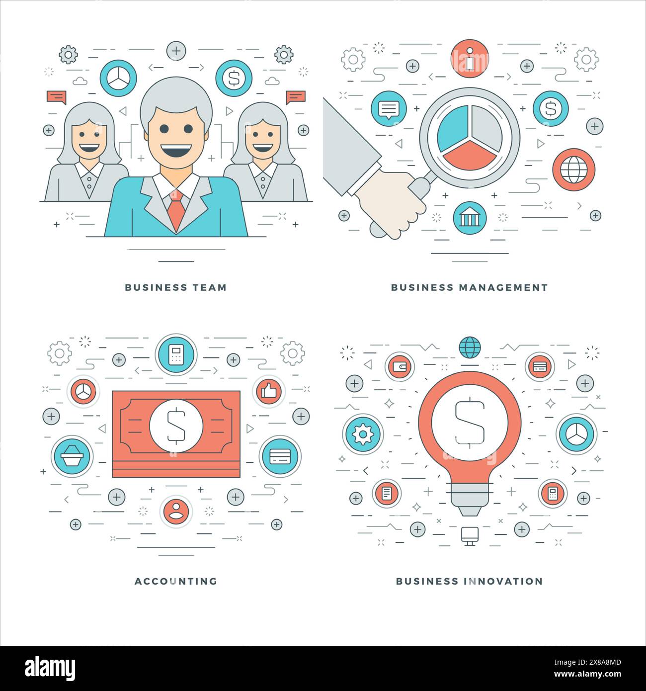 Flat line Management, Finance Accounting, Innovations, Business Team ...