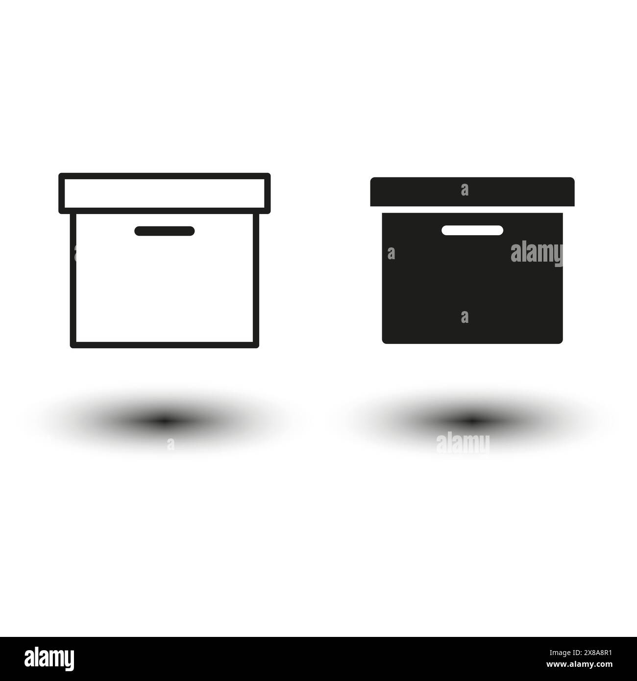 Storage box Vector icons. Monochrome container illustrations. Simple ...