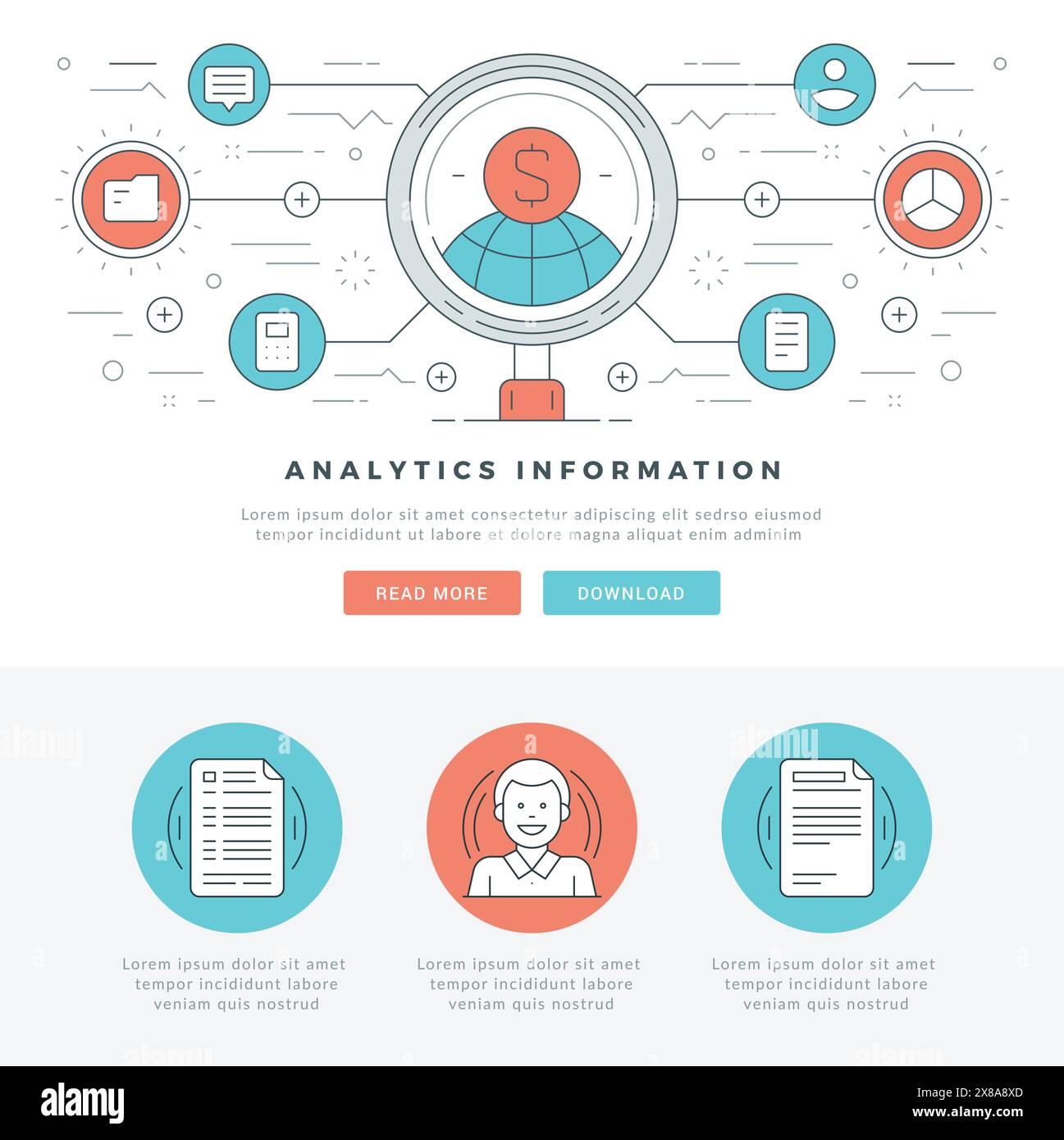 Flat line Business Concept Web Site Header Vector illustration. Modern ...