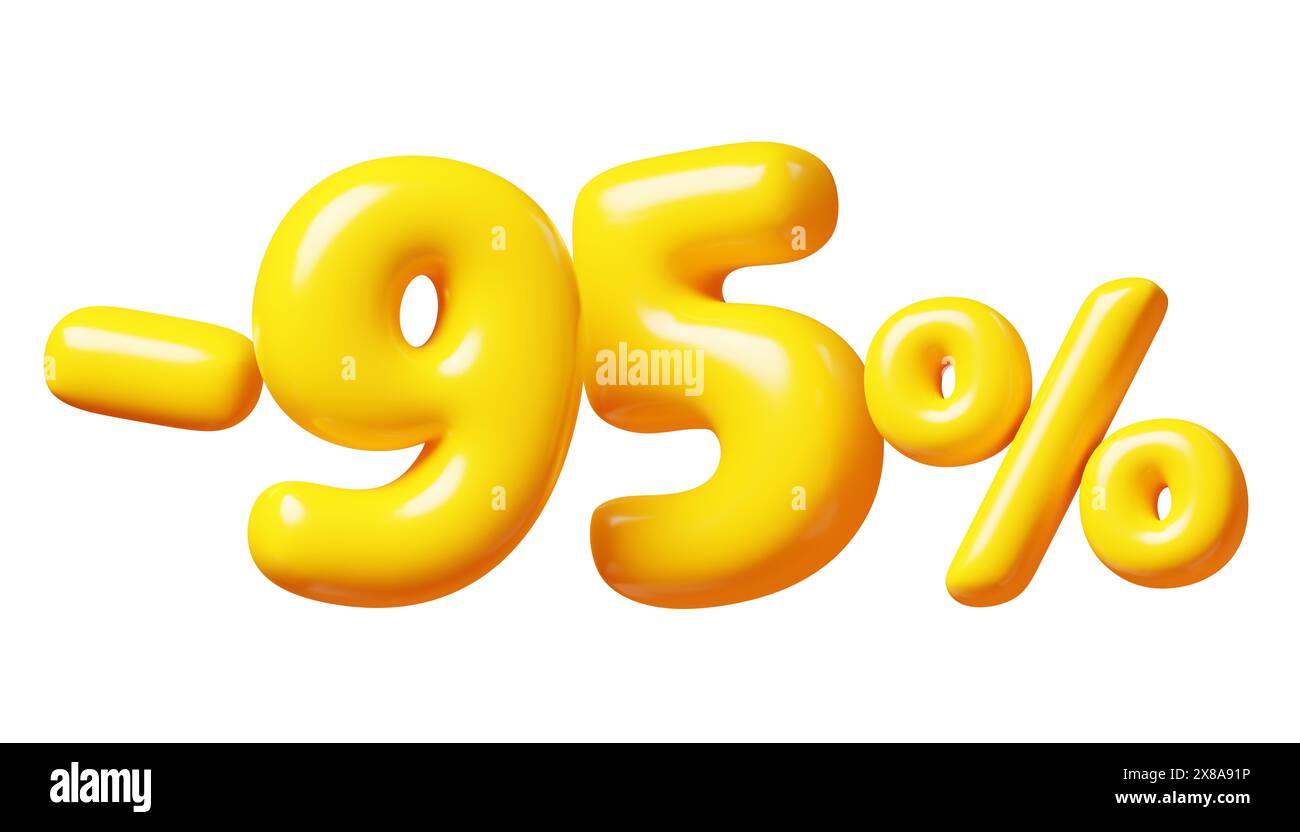 Balloon number minus ninety five percent sign for sale concept. 3d ...