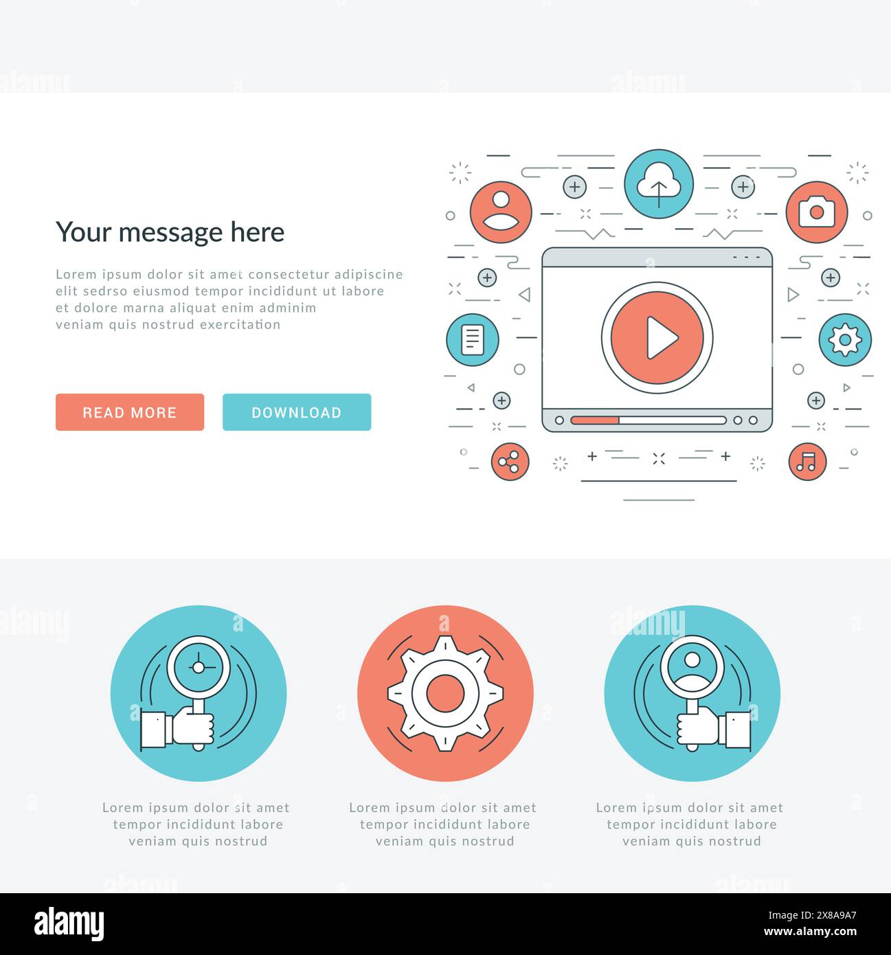Flat line Business Concept Web Site Header Vector illustration. Modern ...