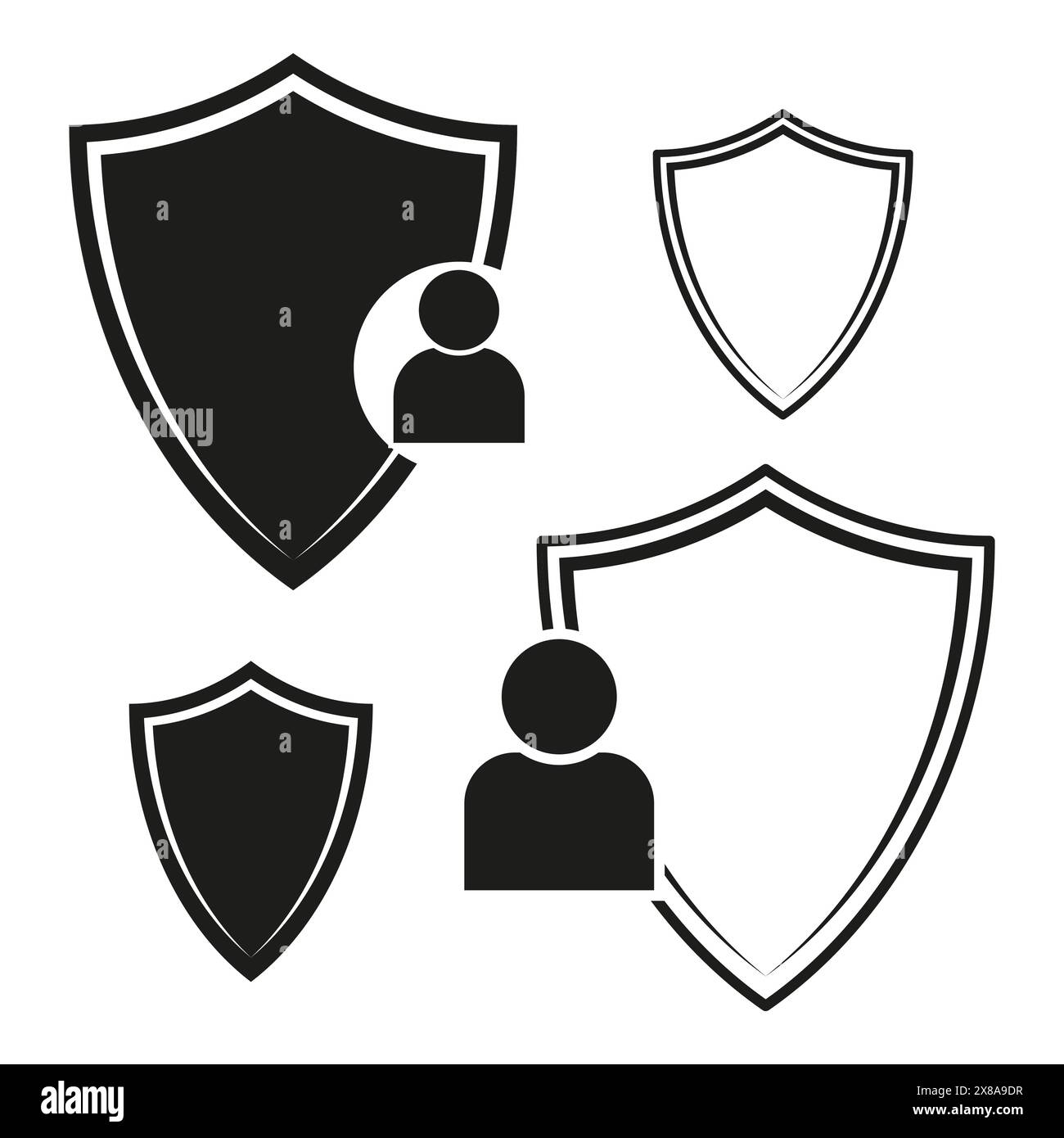 Personal security shields set. User privacy protection Vector icons ...