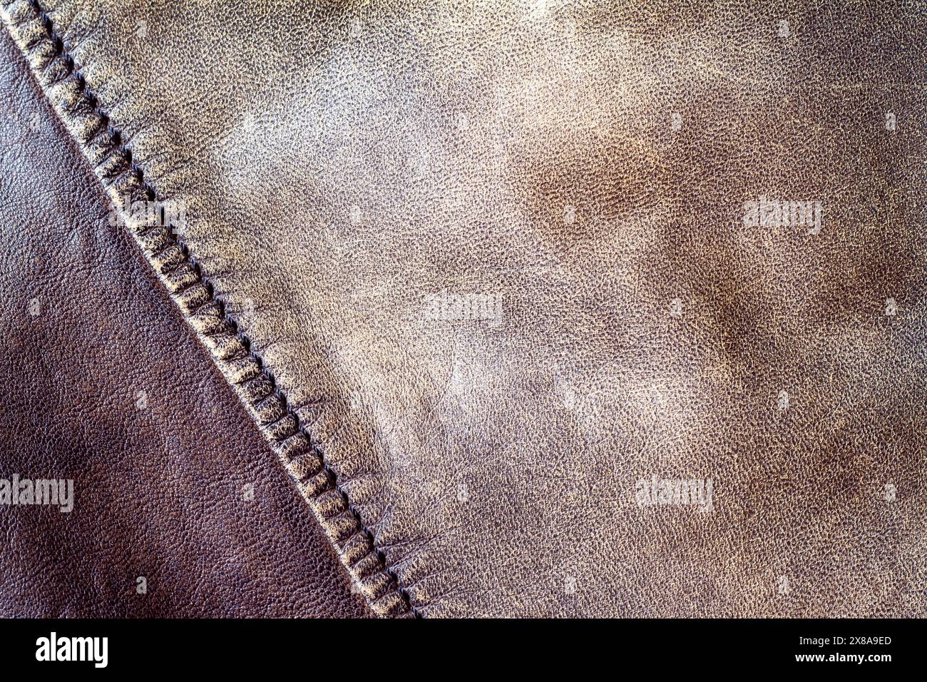 Stitched leather background brown color Stock Photo - Alamy