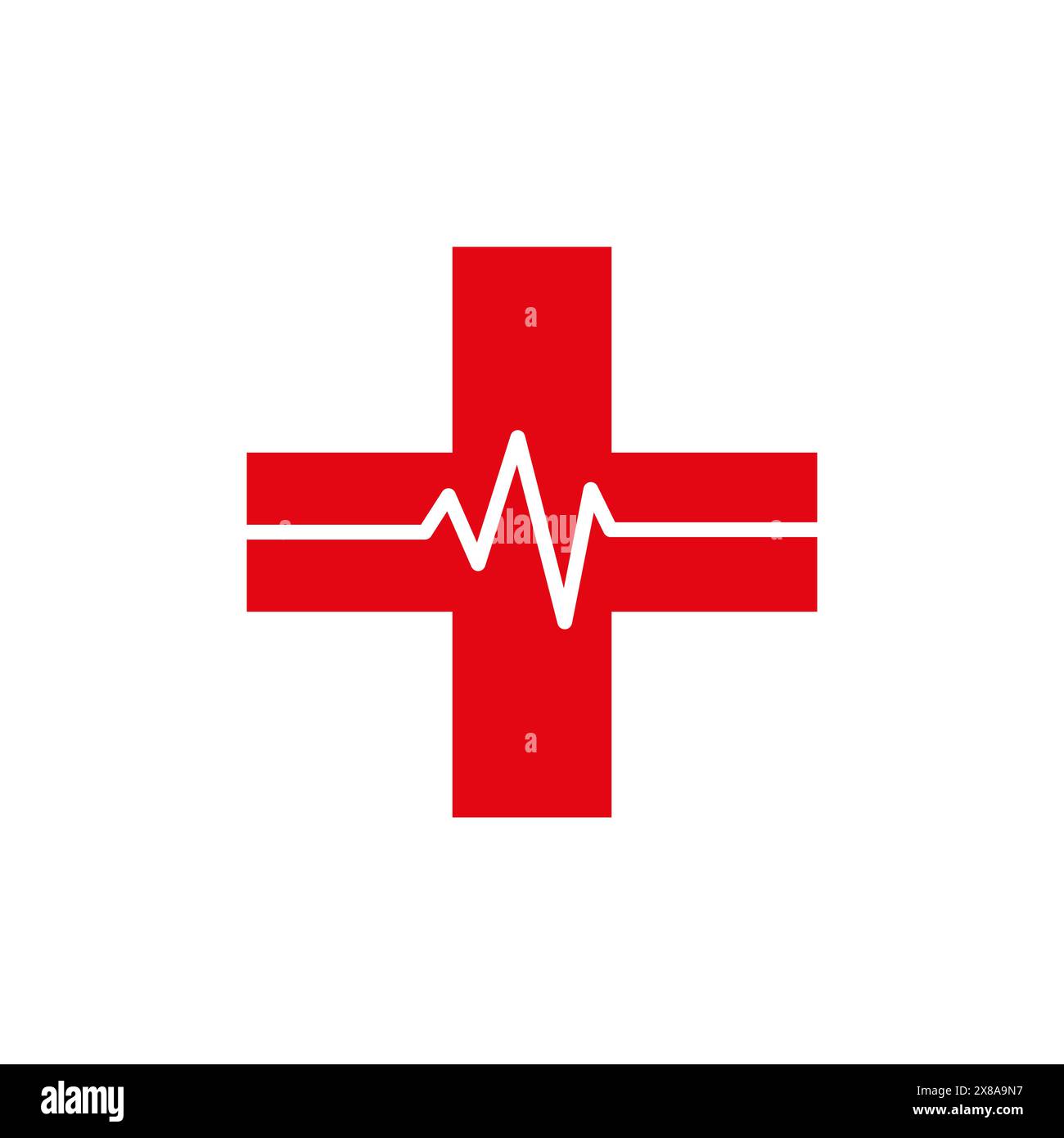 Medical cross Vector icon. Red healthcare symbol with heartbeat ...