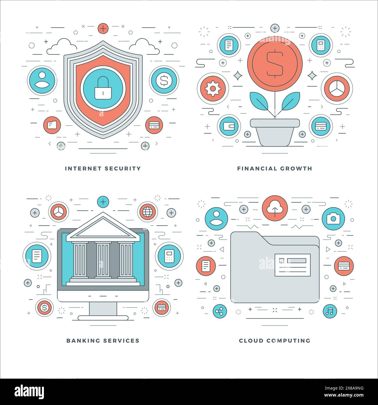 Flat line Internet Security, Financial Growth, Banking Services ...
