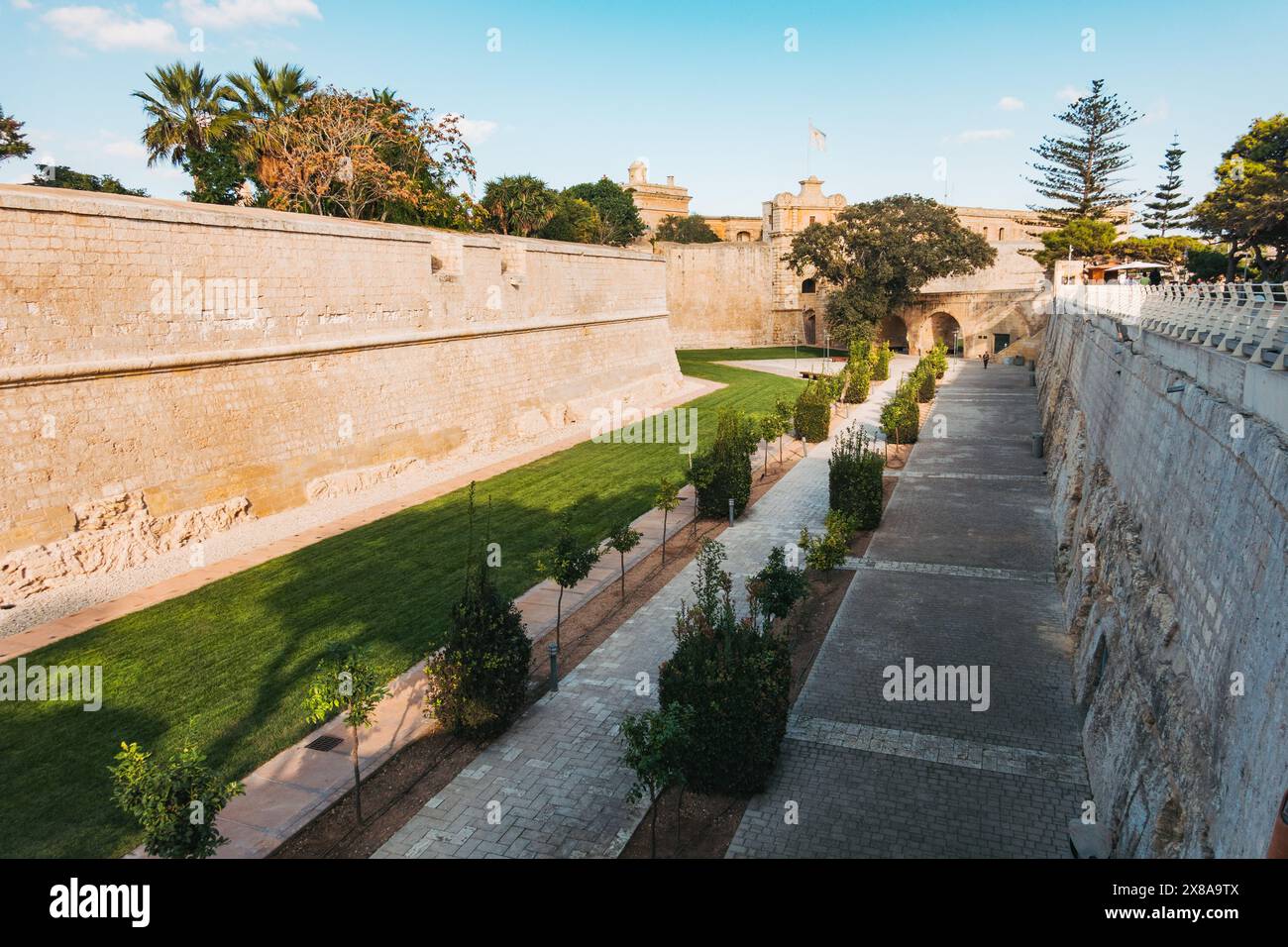 A fort wall in Mdina, a fortified city in Malta, which served as the ...