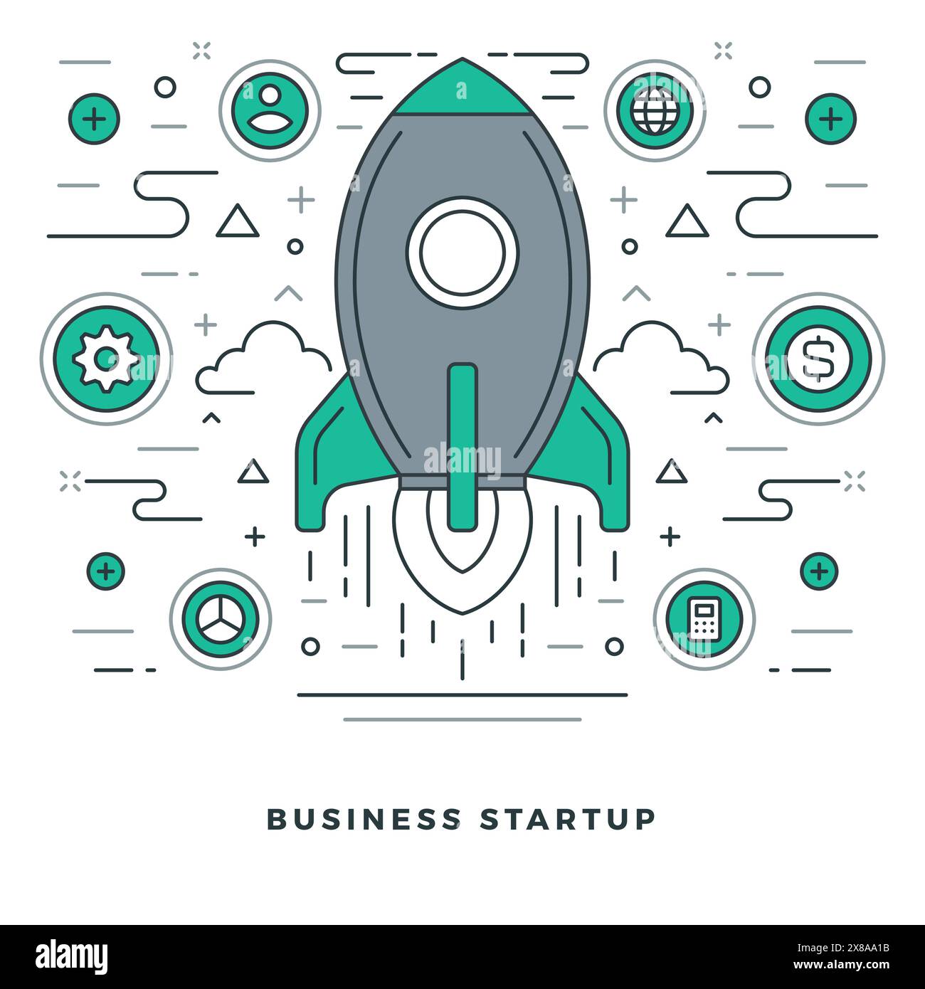 Flat line Vector illustration. Modern thin linear stroke icons. Website Header Graphics, Banner ...