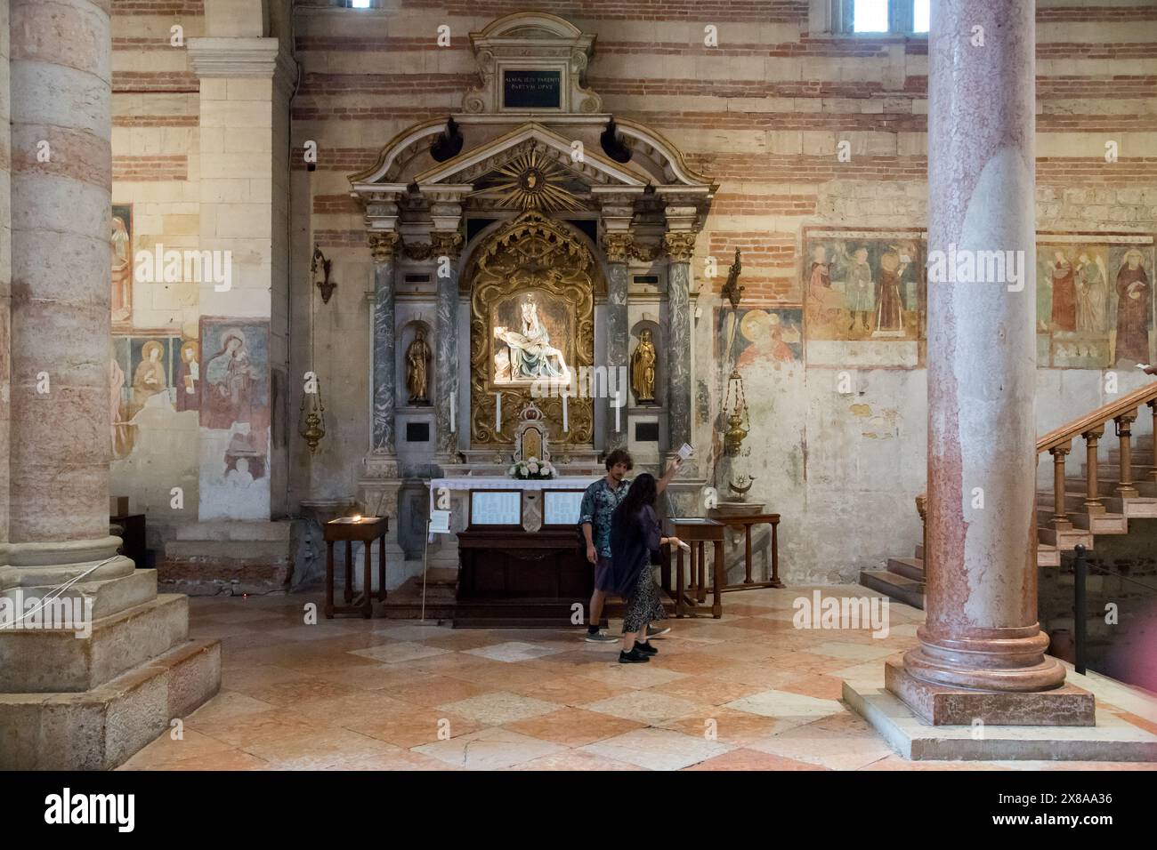 Baroque altar from XVII century with Pieta from XV century in left nave ...