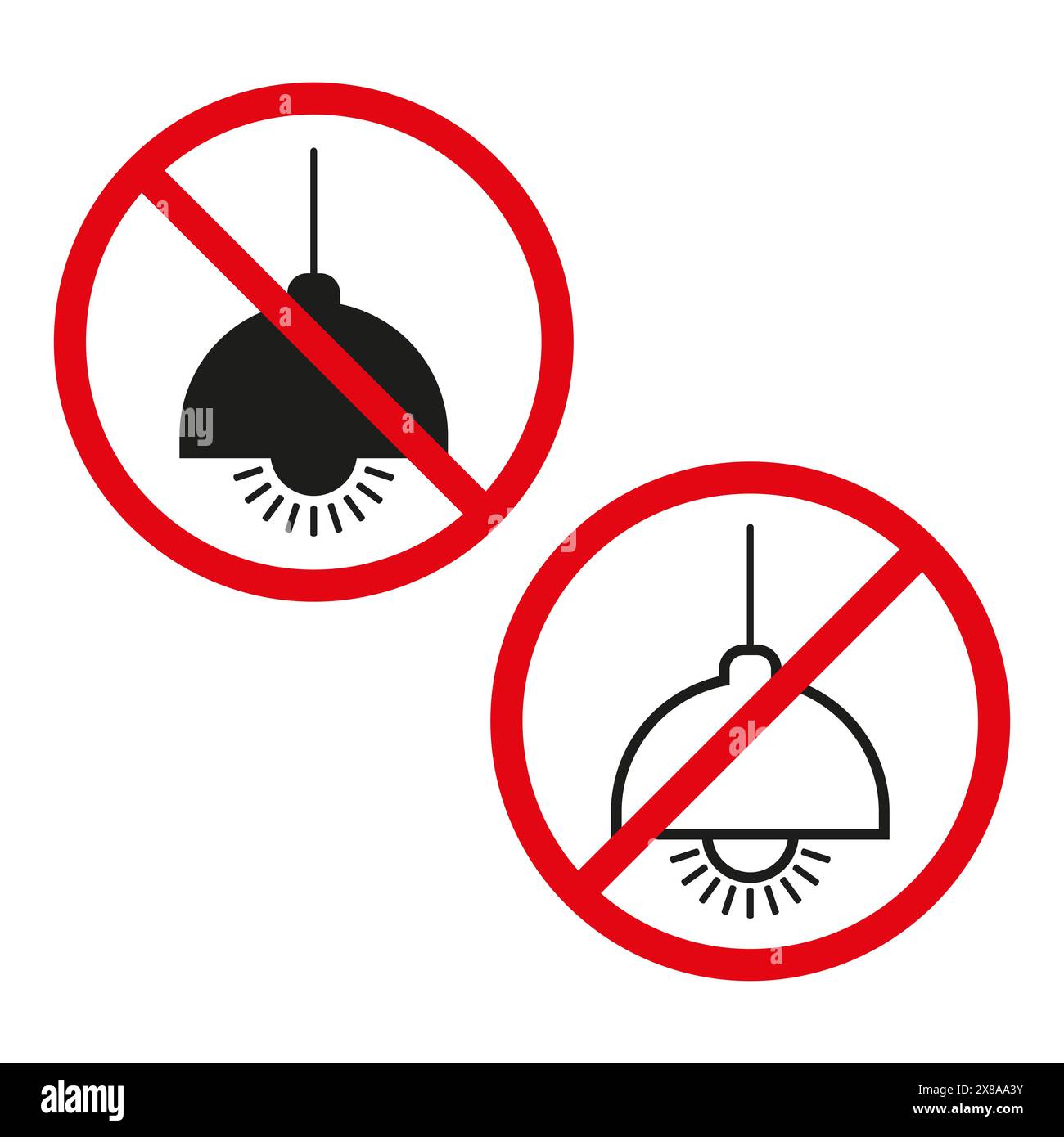 No lighting allowed symbol. Vector prohibition icon. Red and black sign ...