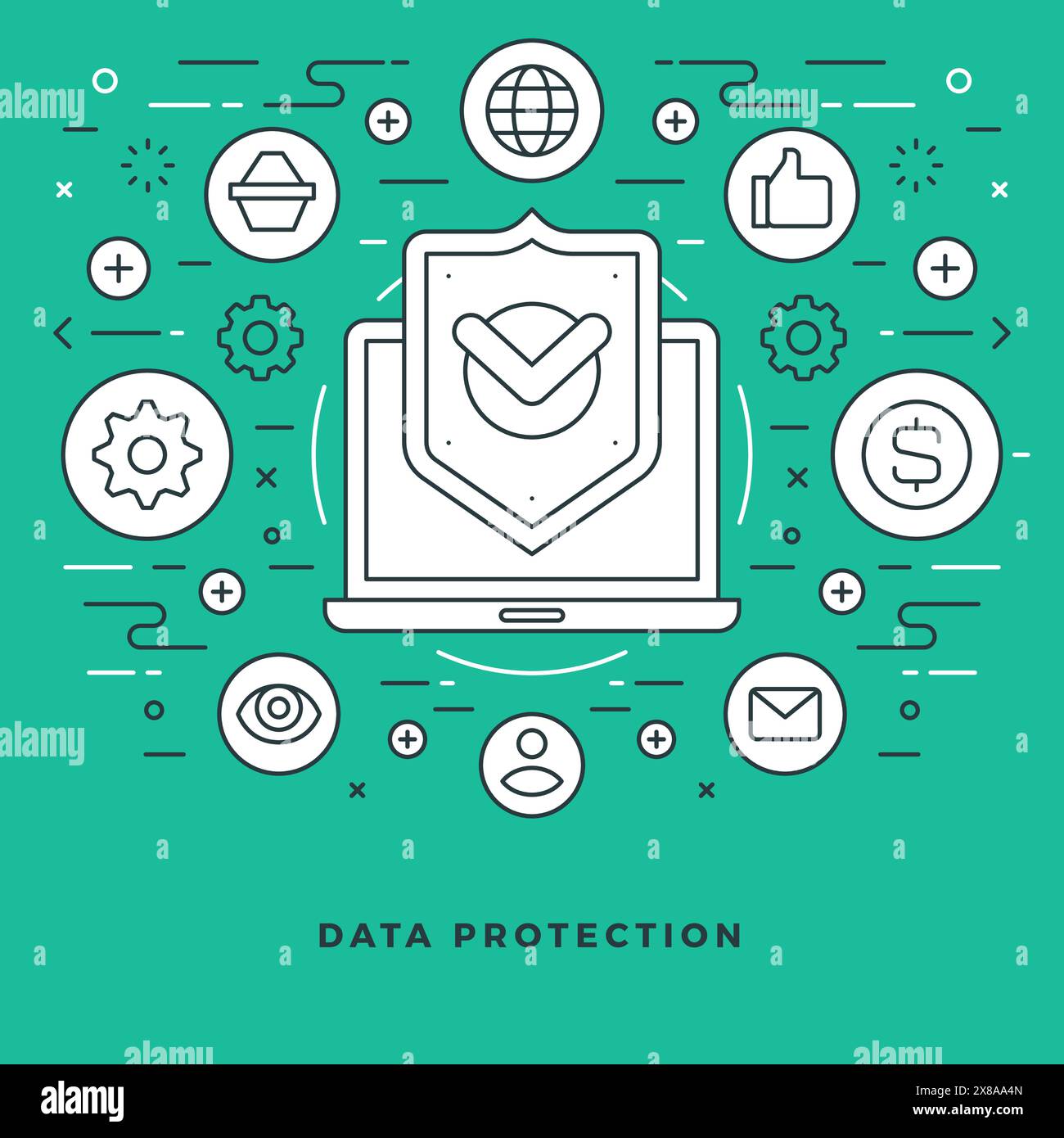 Flat line Vector illustration. Modern thin linear stroke icons. Website ...
