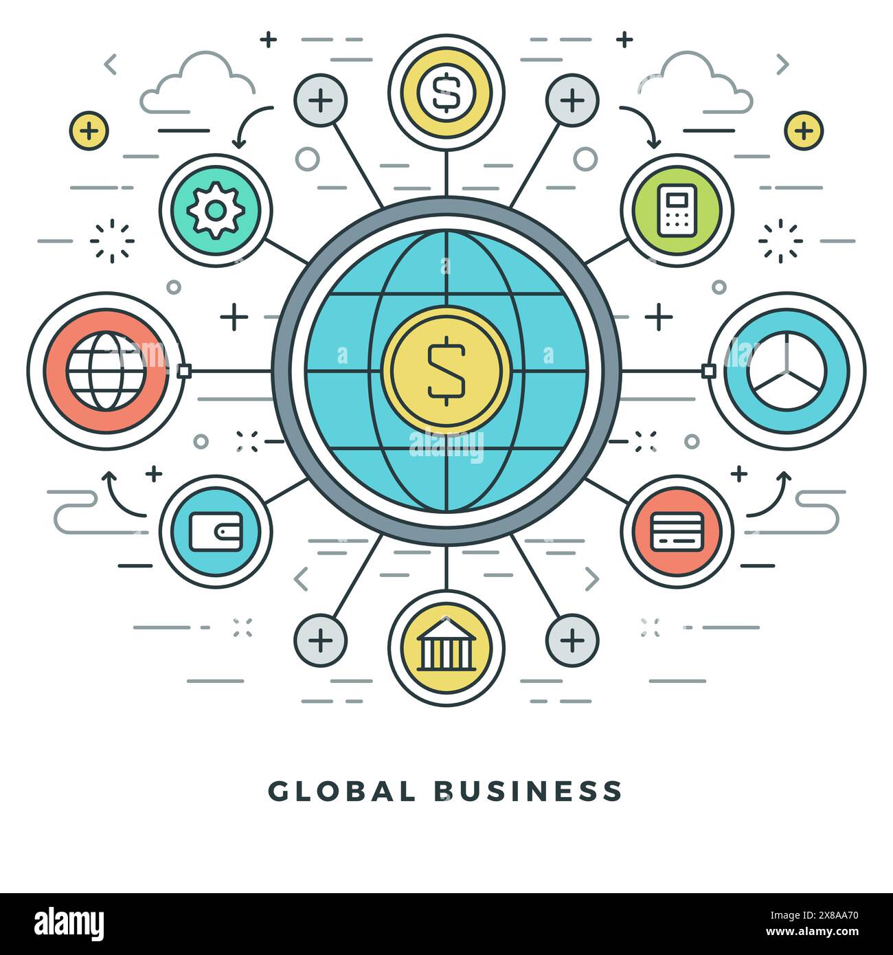 Flat line Vector illustration. Modern thin linear stroke icons. Website ...